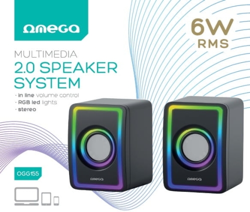 OMEGA-SPEAKER-GLOSNIK-2.0-6W-RMS-RGB-USB-3.5-mm-Audio-Black-Small-Tower ...